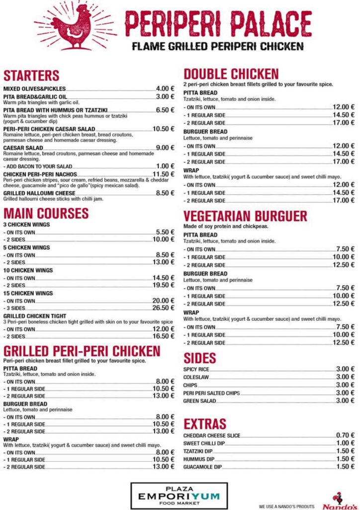 Menu Peaky blinders – Magaluf Square